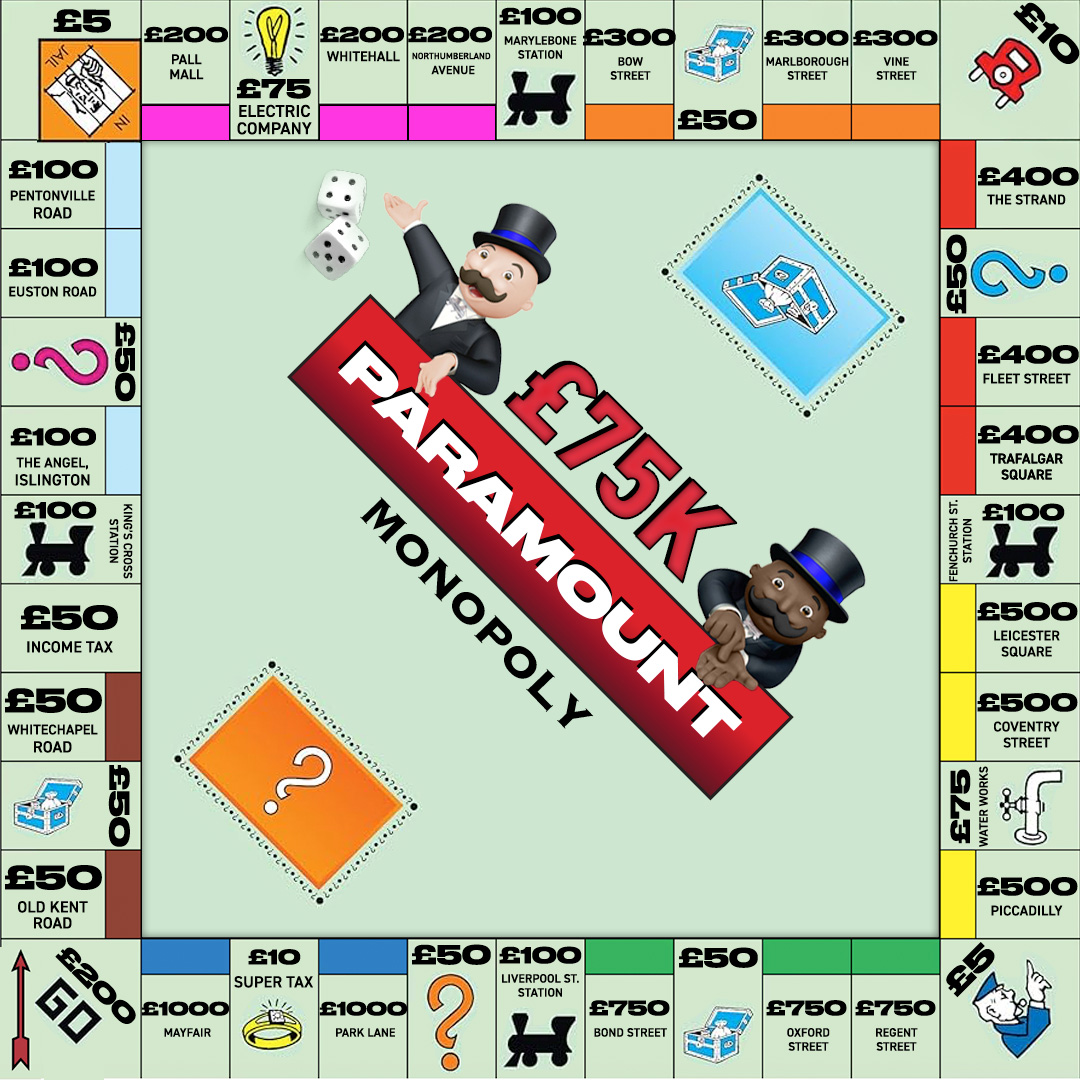 £75k Monopoly! 💷🎩 – MAYFAIR TRIPLED UP TO £3000 – Paramount Prizes